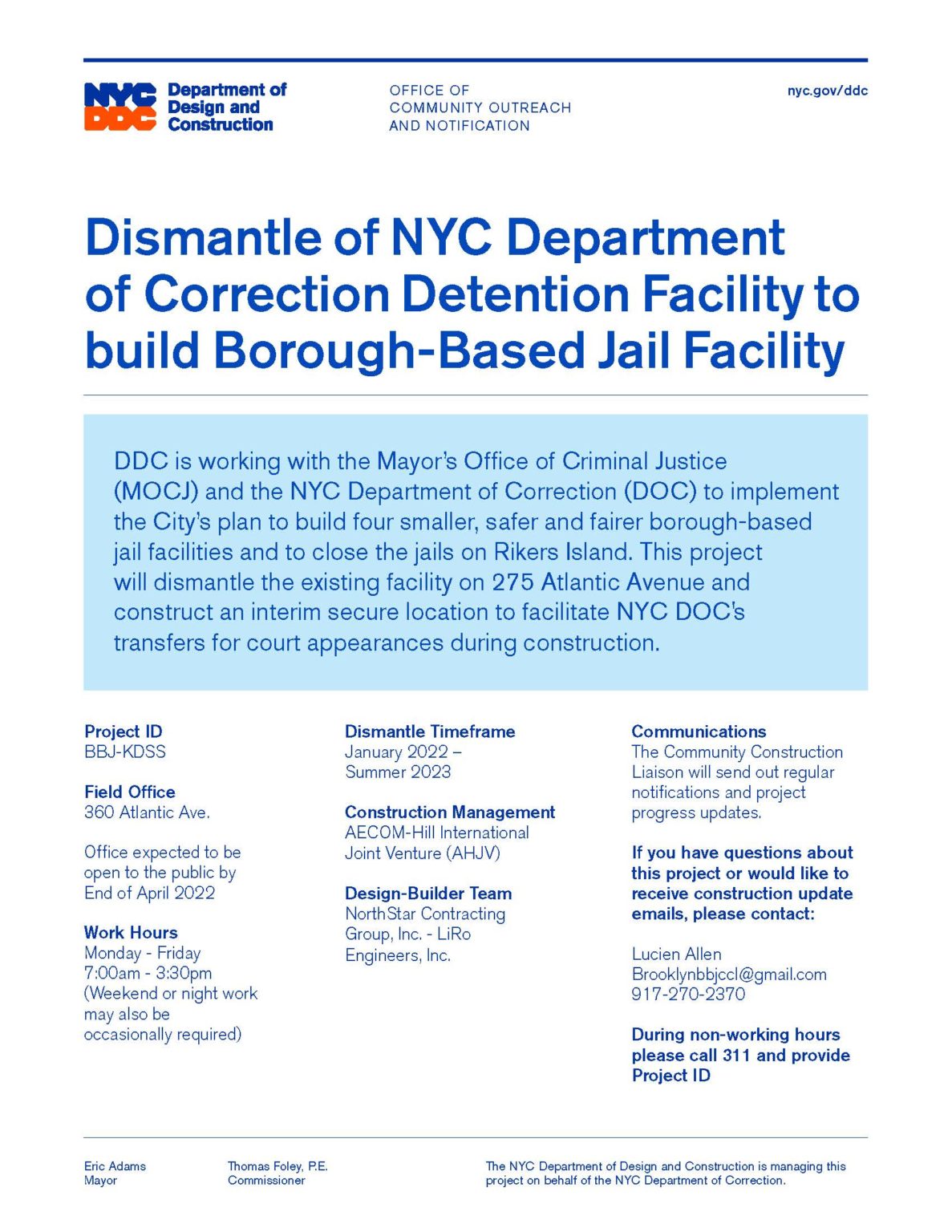 Project Information Cards - Rikers