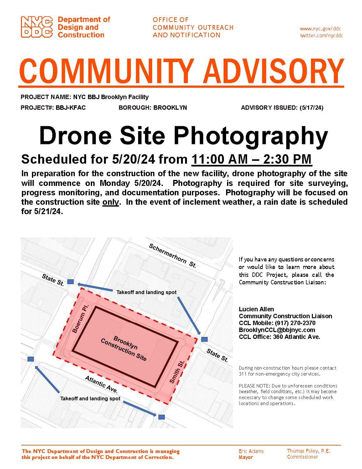 Brooklyn Facility - Advisory Notice – 5/17/24 (Drone Photography) - Rikers